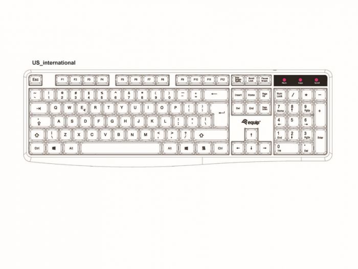 245215 Wired USB Keyboard, US/International layout (QWERTY) - Equip