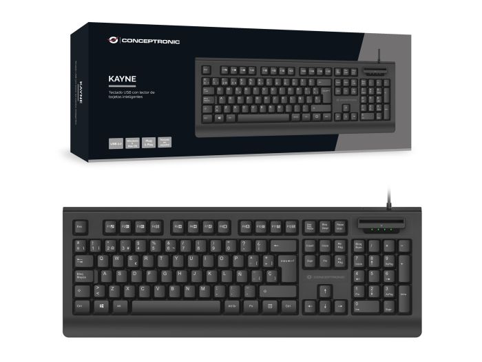 KAYNE01ES USB Keyboard with Smart ID Card Reader, Spanish layout - Equip