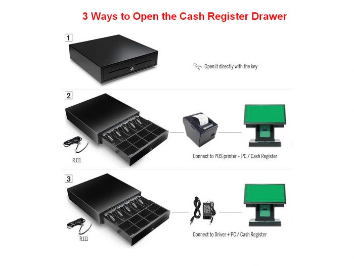 351010 Cash Register Drawer for Point of Sale (POS) System, 4 Bill/8 ...