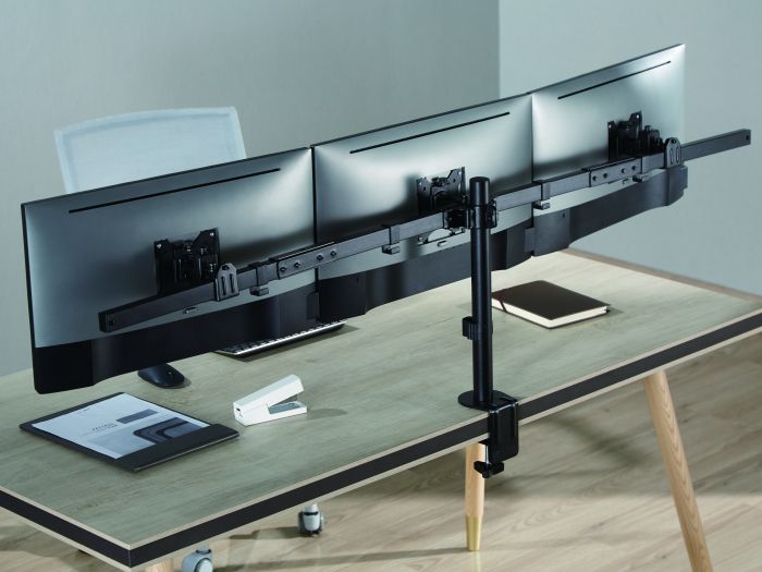 650158 17"-32" Articulating Triple Monitor Desk Mount Bracket - Equip