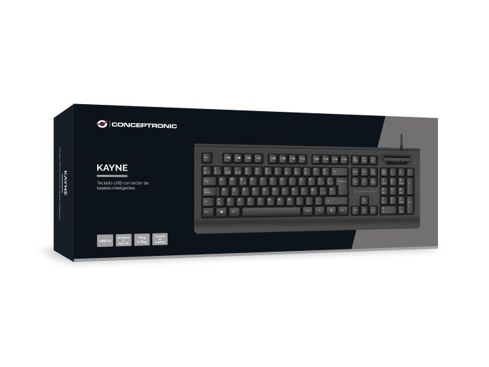KAYNE01ES USB Keyboard with Smart ID Card Reader, Spanish layout - Equip