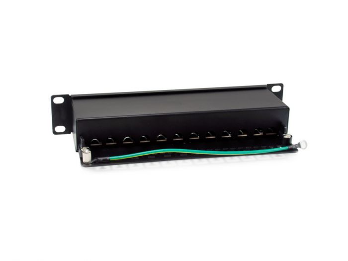12-Port Cat.6A Shielded Patch Panel, 10" , Black 326623 - Equip