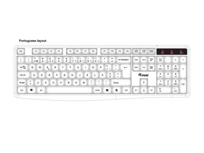 245212 Wired USB Keyboard, PT layout (QWERTY) - Equip