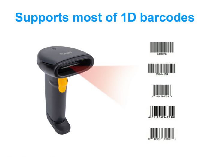 351025 Wireless 1D Laser Barcode Scanner, Long Distance, with Stand - Equip