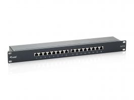 326416 Premium 16-Port Cat.6 Shielded Patch Panel, Black - Equip